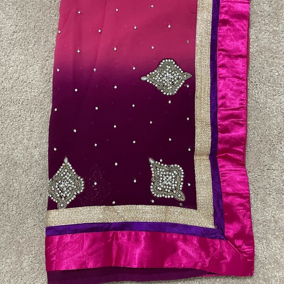 Other | Pink Purple Saree | Poshmark
